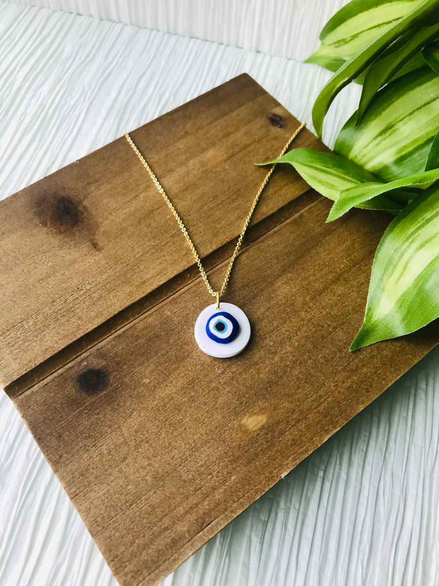 Clay Evil Eye Necklace – Clay Accents by Crystal